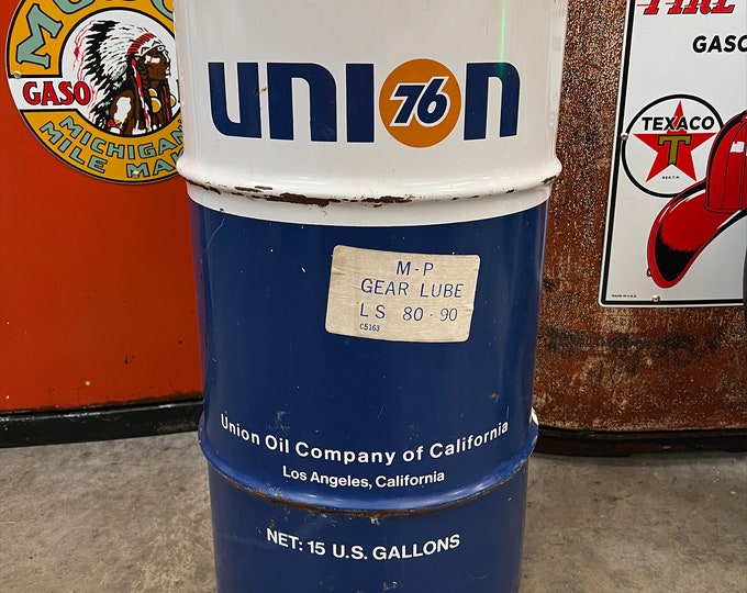 1970's UNION 76 Vtg 15 Gal. Gear Oil Drum - Mancave Trash Can - Gas ...
