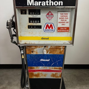Rustoration 1960s MARATHON DIESEL Bennett Gas Pump Gas and Oil - Etsy