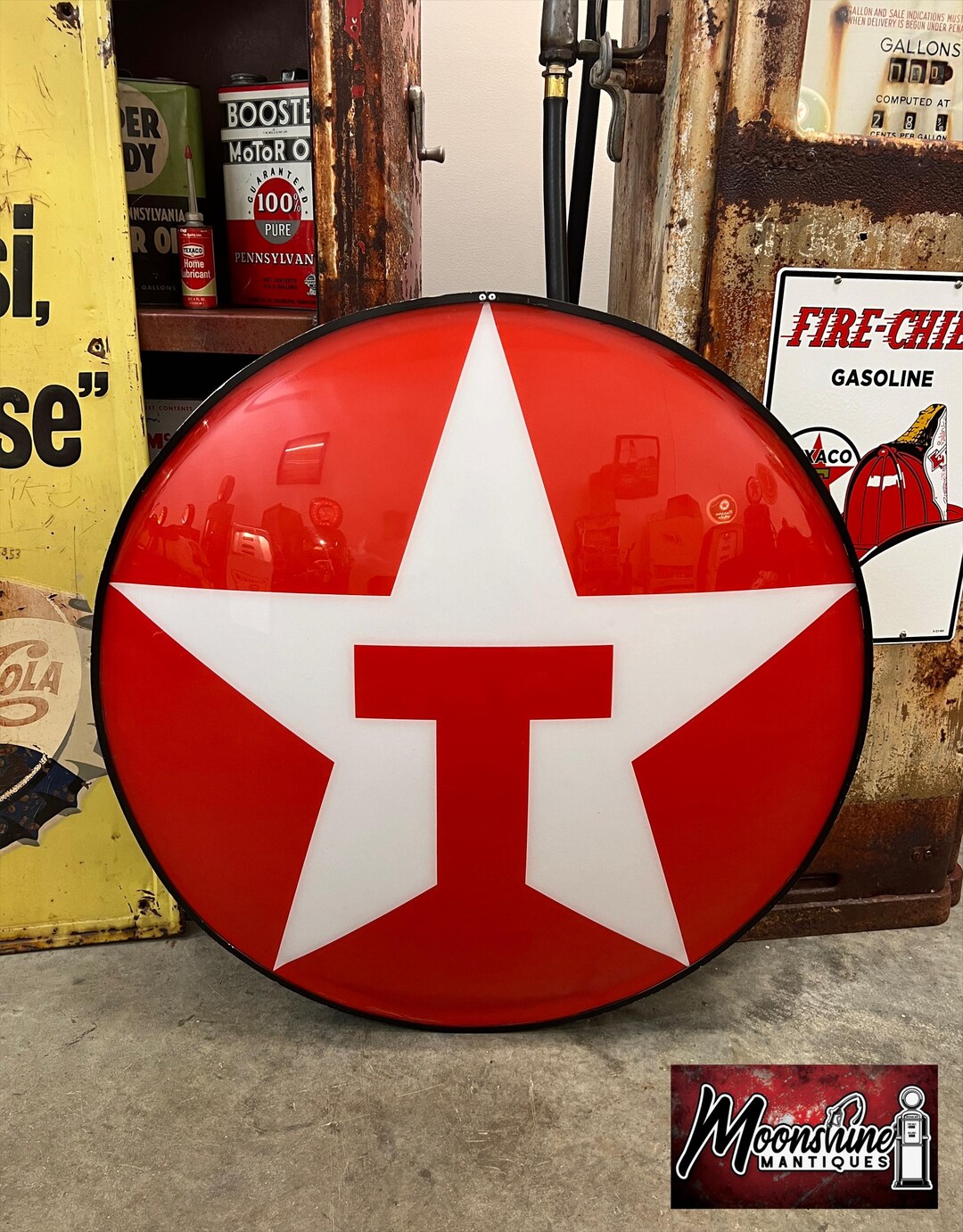 Vtg. TEXACO GASOLINE Light up Service Station Sign Gas & Oil 2 - Etsy
