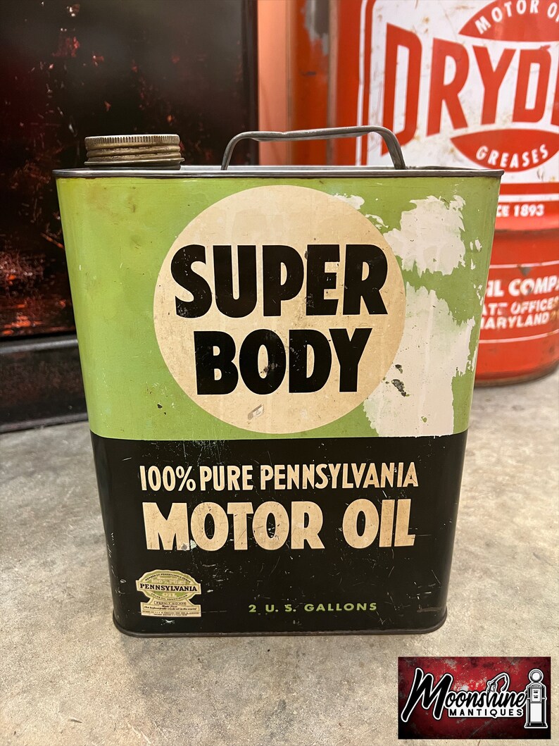 1950's SUPER BODY Motor Oil Can 2 Gallon - Gas & Oil - Etsy