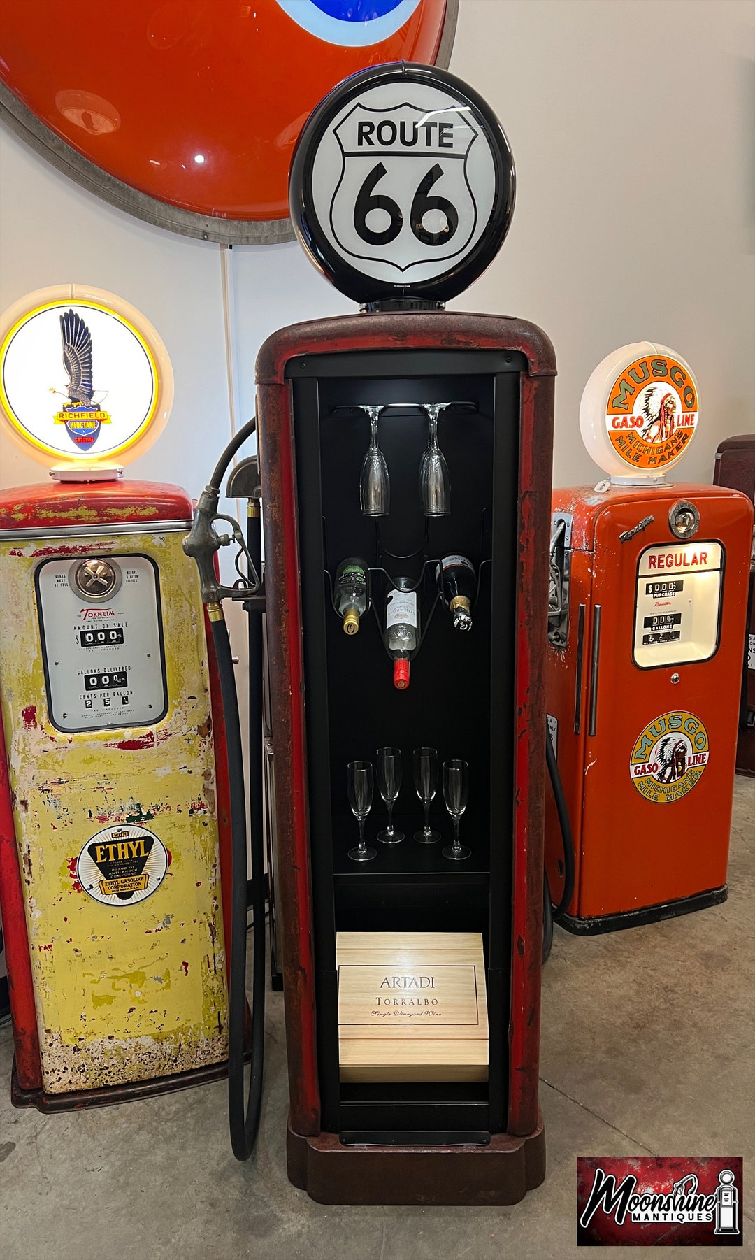 Rustoration 1930’s ROUTE 66 Gilbarco Gas Pump Wine Cabinet - Home / Bar ...