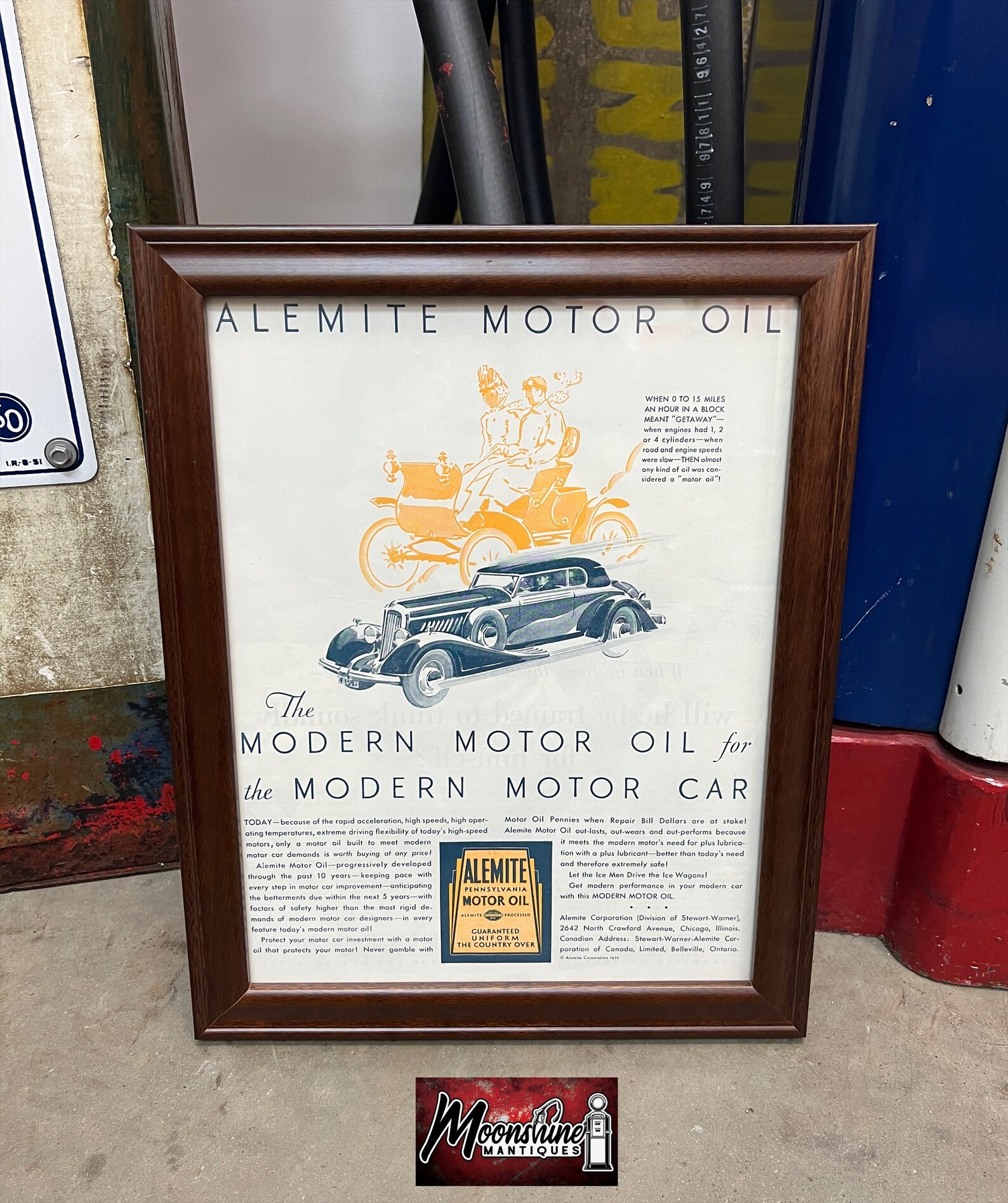 1930s ALEMITE MOTOR OIL Wood Framed Print Ad Gas & Oil Sign - Etsy