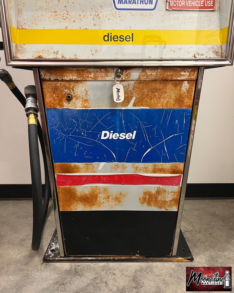 Rustoration 1960s MARATHON DIESEL Bennett Gas Pump Gas and Oil - Etsy