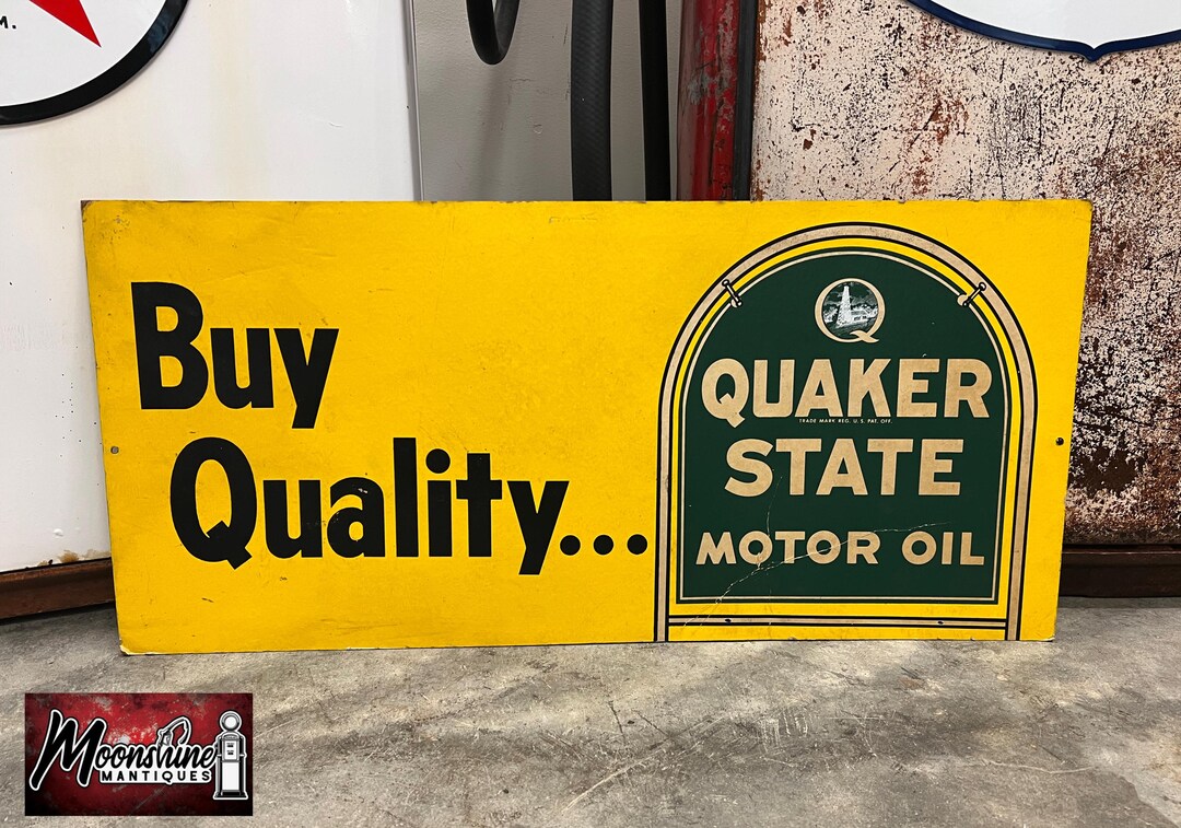 1960's QUAKER STATE Motor Oil Sign - Gas & Oil - Etsy