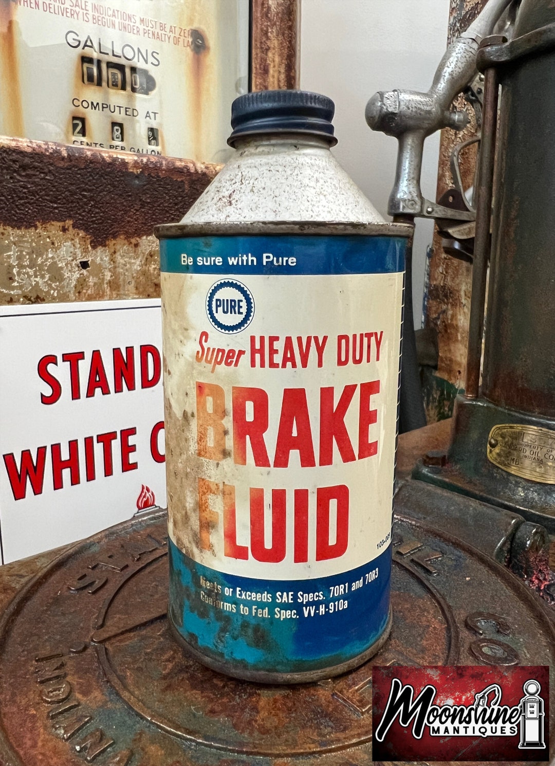 1950s PURE Brake Fluid Cone Top Can Gas & Oil - Etsy