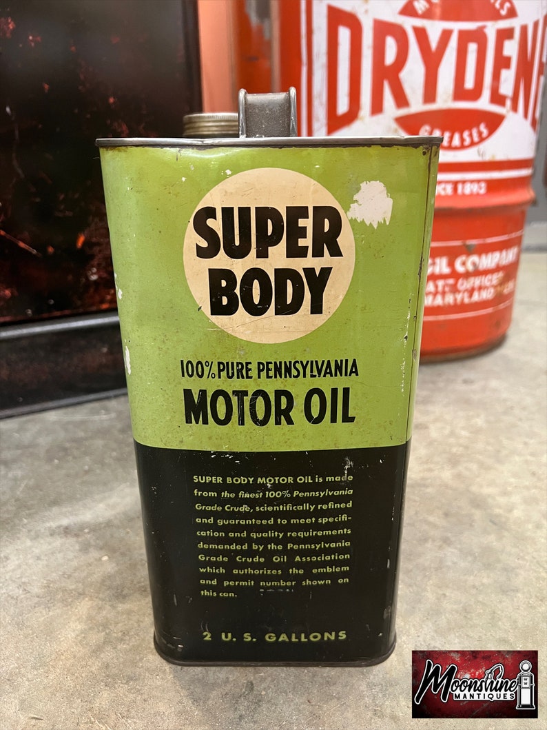 1950's SUPER BODY Motor Oil Can 2 Gallon - Gas & Oil - Etsy
