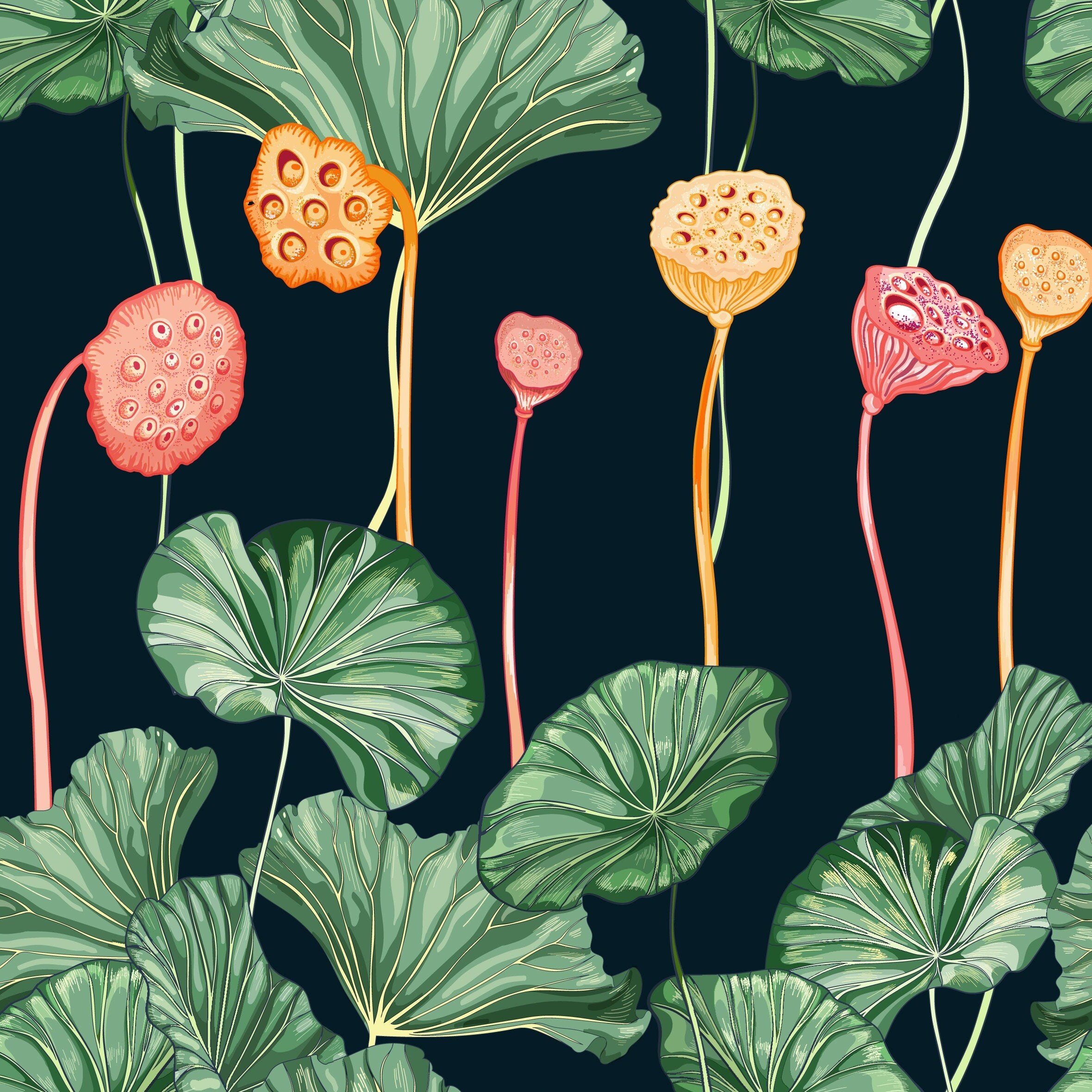 Seamless Pattern Botanical Wallpaper Instant Download - Etsy