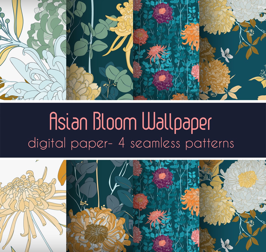 Asian Bloom Asian Design Wrapping Paper Digital Download - Etsy