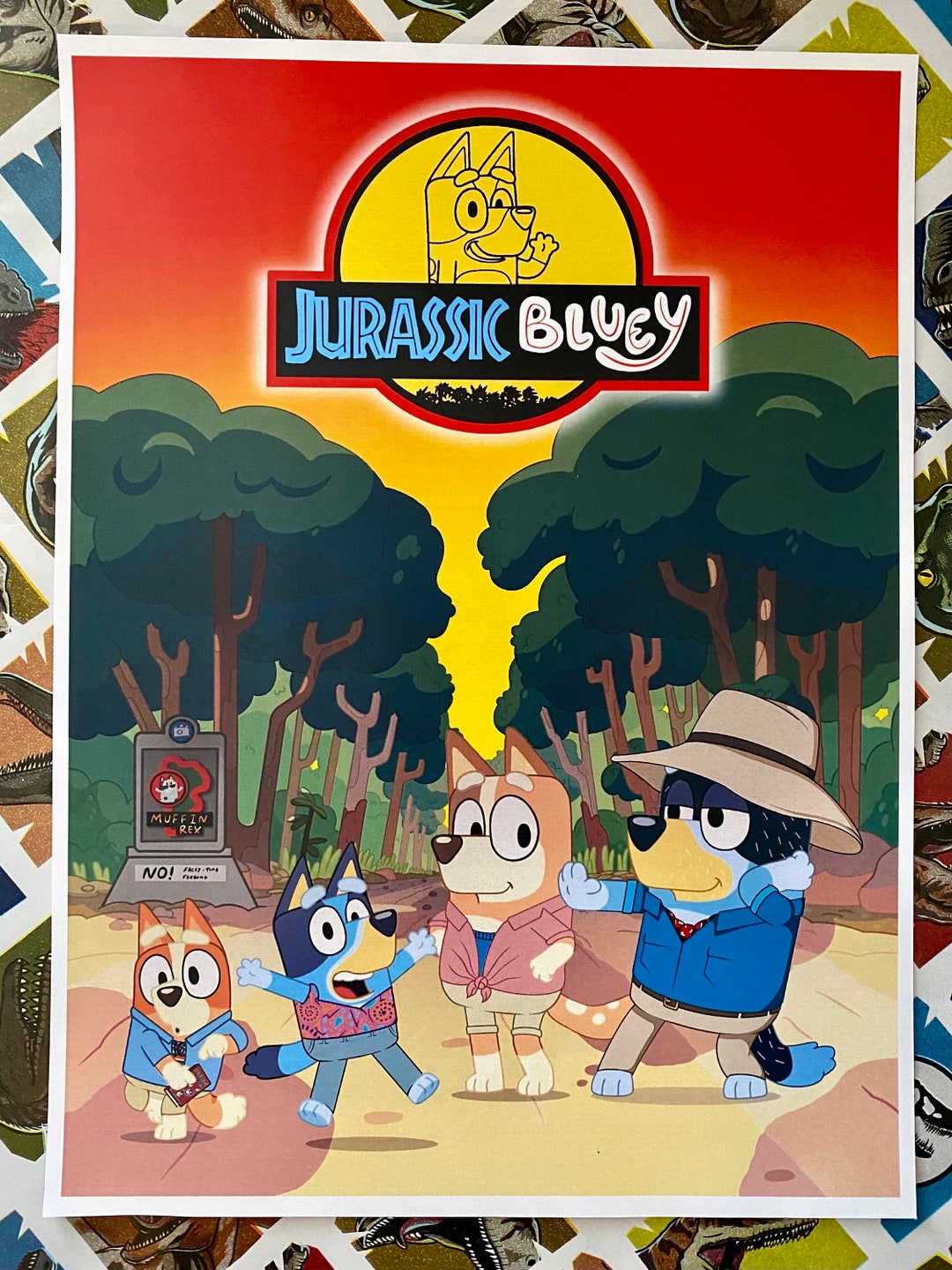 Jurassic Park Bluey Parody Print - Funny Cross Over Artwork - Etsy