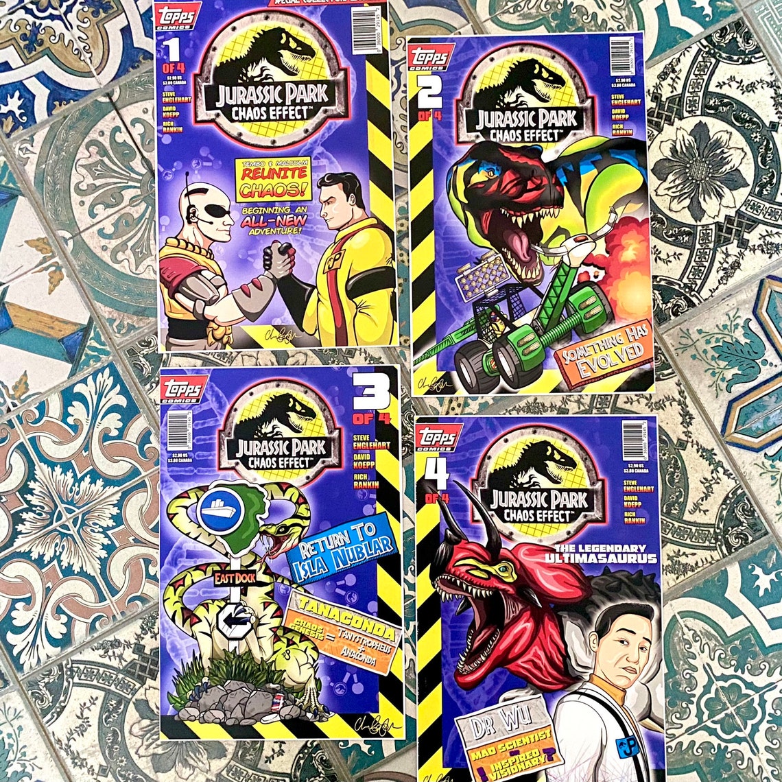 Jurassic Park Chaos Effect Comic Book Art Prints Set of 4 Based on the ...