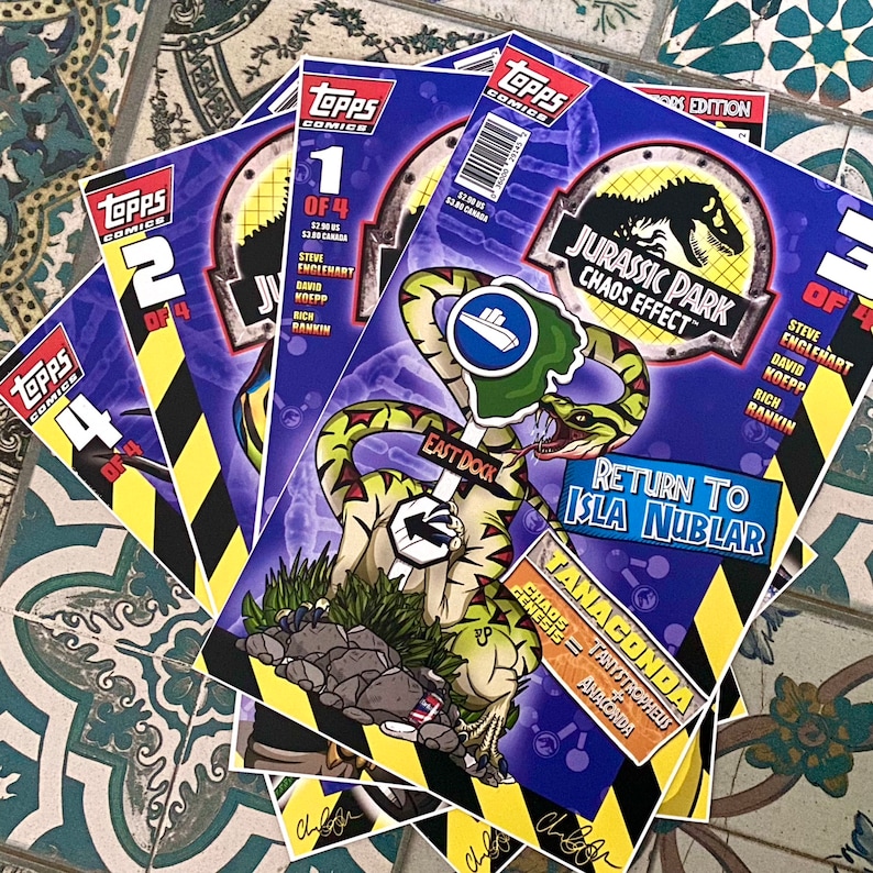 Jurassic Park Chaos Effect Comic Book Art Prints Set of 4 Based on the ...