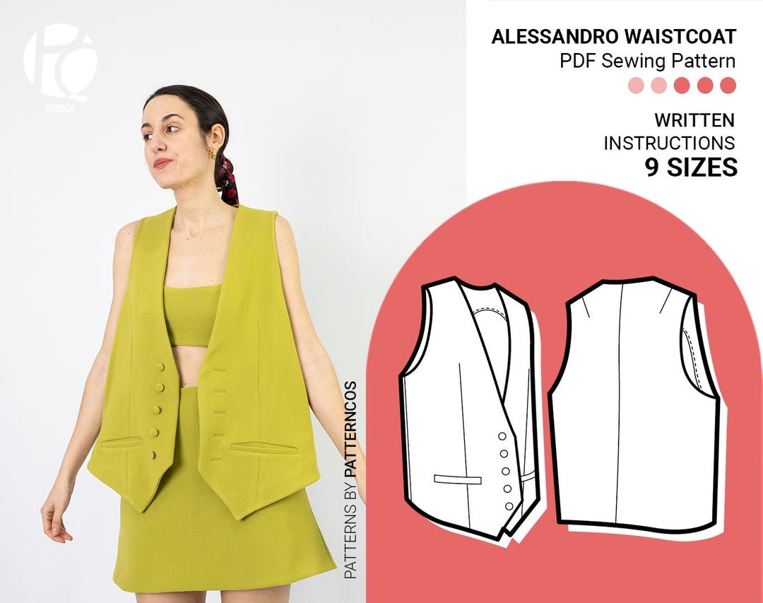 Loose Fit Waistcoat Sewing Pattern | Long Boho Vest Pattern Fully Lined ...
