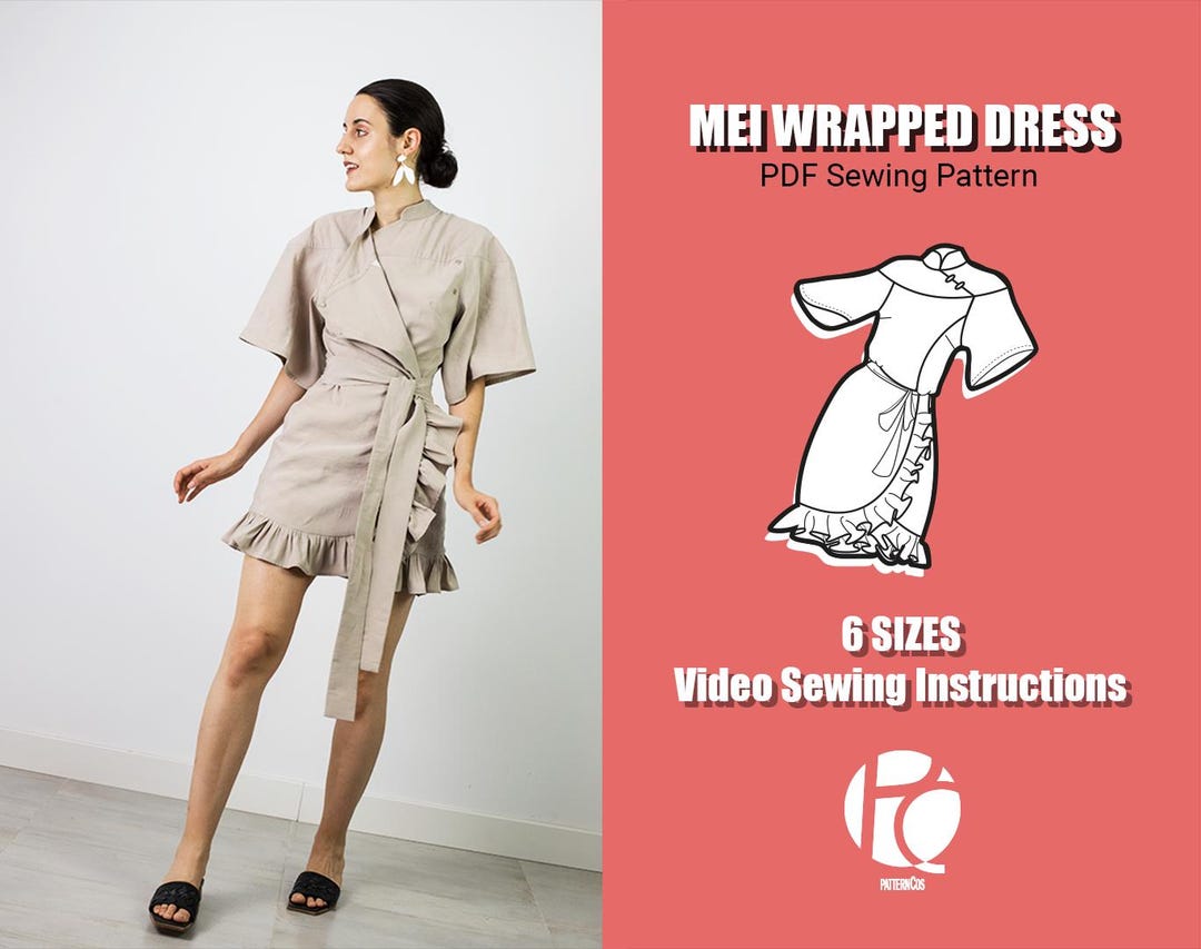Wrapped Minidress Sewing Pattern | Kimono Dress Pattern With Japanese ...