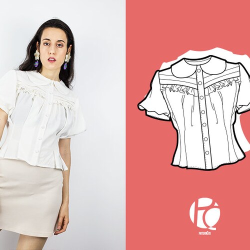 Mireia Buttoned Blouse 6 SIZES PDF Sewing Pattern - Etsy