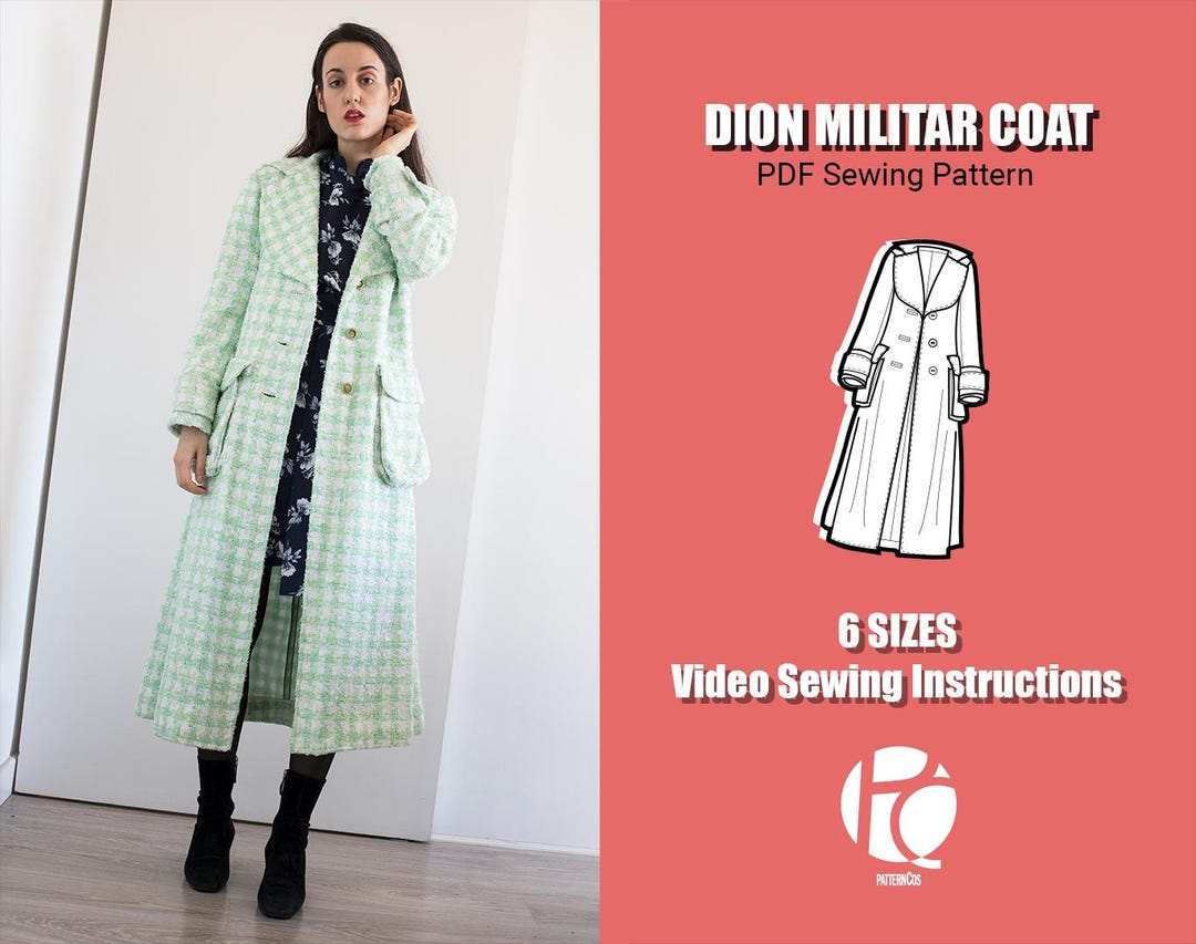 Dion Long Coat Sewing Pattern | Militar Coat Style Pattern | Lapel ...