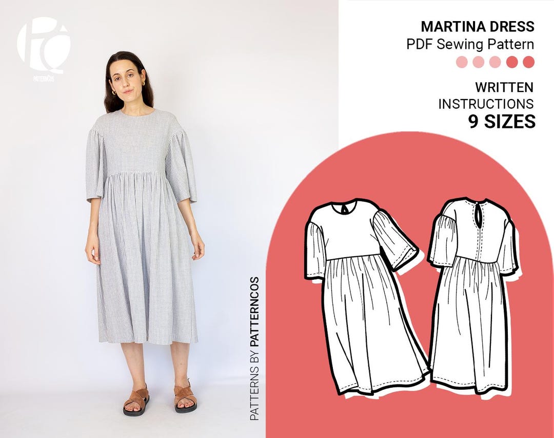 Tiered Midi Dress Sewing Pattern | Cozy Loose Fit Dress Pattern ...