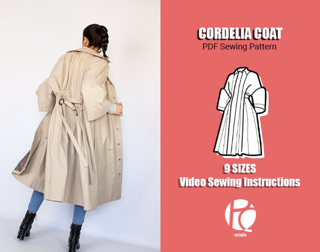 Gabardine Coat Sewing Pattern | Dark Academia Trench Pattern for Rainy ...