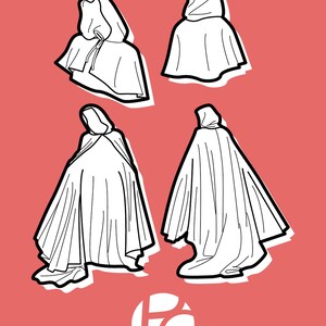 Cloak Pattern for Cosplay | Hooded Cape Sewing Pattern | Short and Long ...