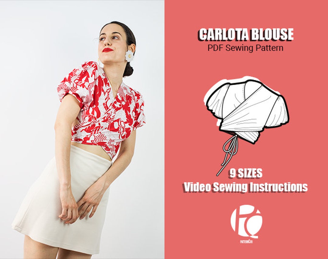 Wrap Crop Blouse Sewing Pattern | Crop Top Pattern for Summer | Back ...