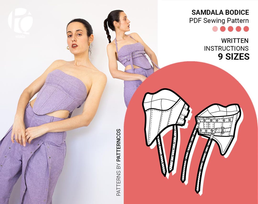 Close-fit Bodice Sewing Pattern | Urban Corset Pattern With Back Belts ...