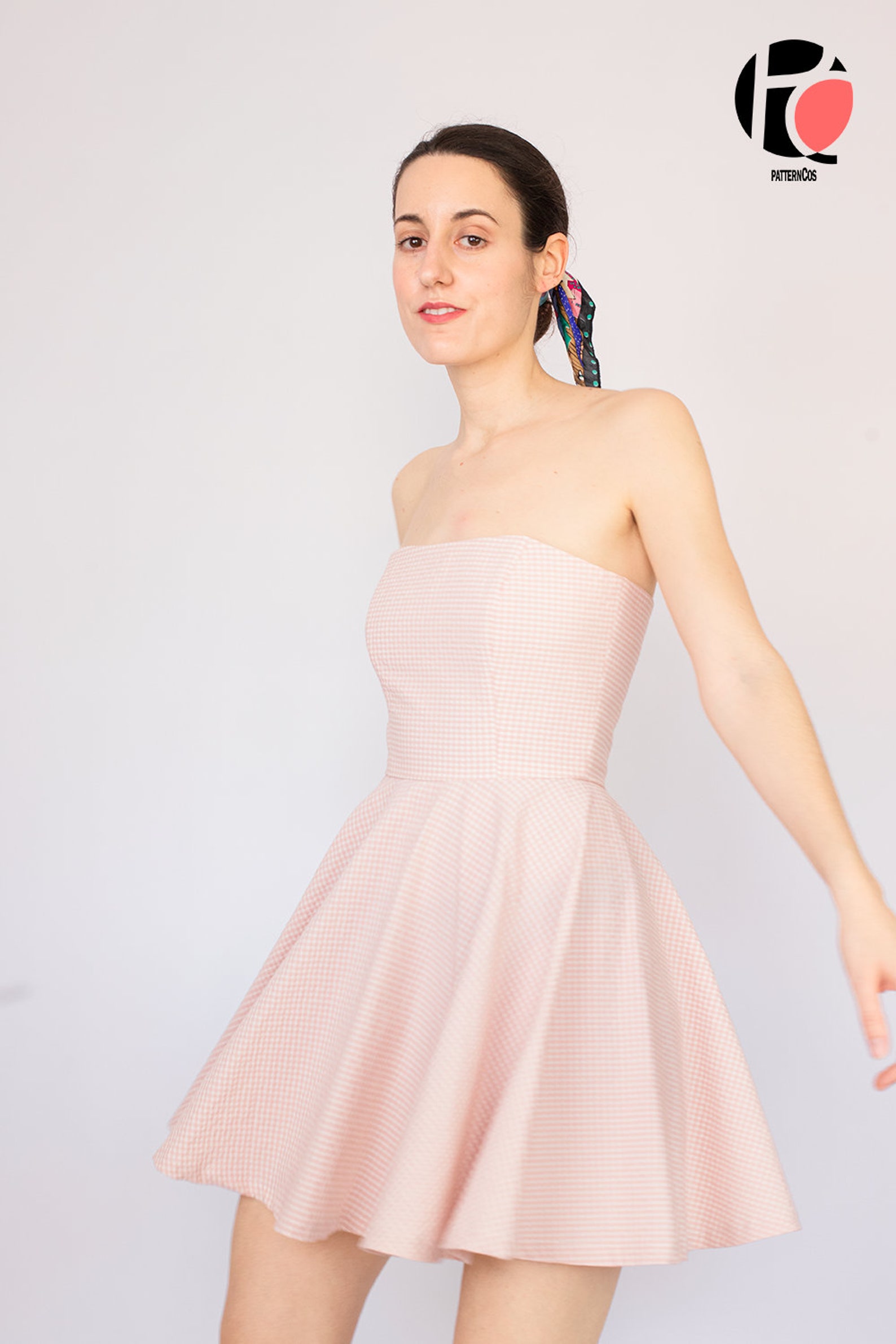 Cocktail Strapless Neckline Dress Sewing Pattern Easy Mini Dress ...