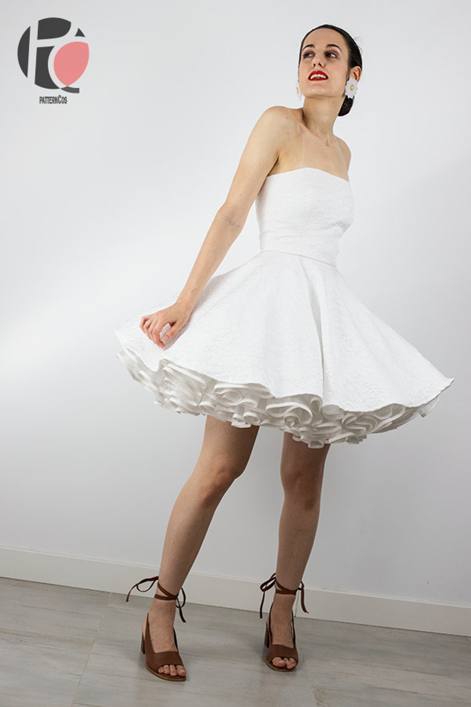 Cocktail Strapless Neckline Dress Sewing Pattern Easy Mini Dress ...