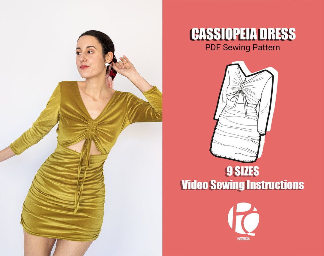 Sexy Mini Dress Sewing Pattern Draping Dress Pattern for Women Party ...