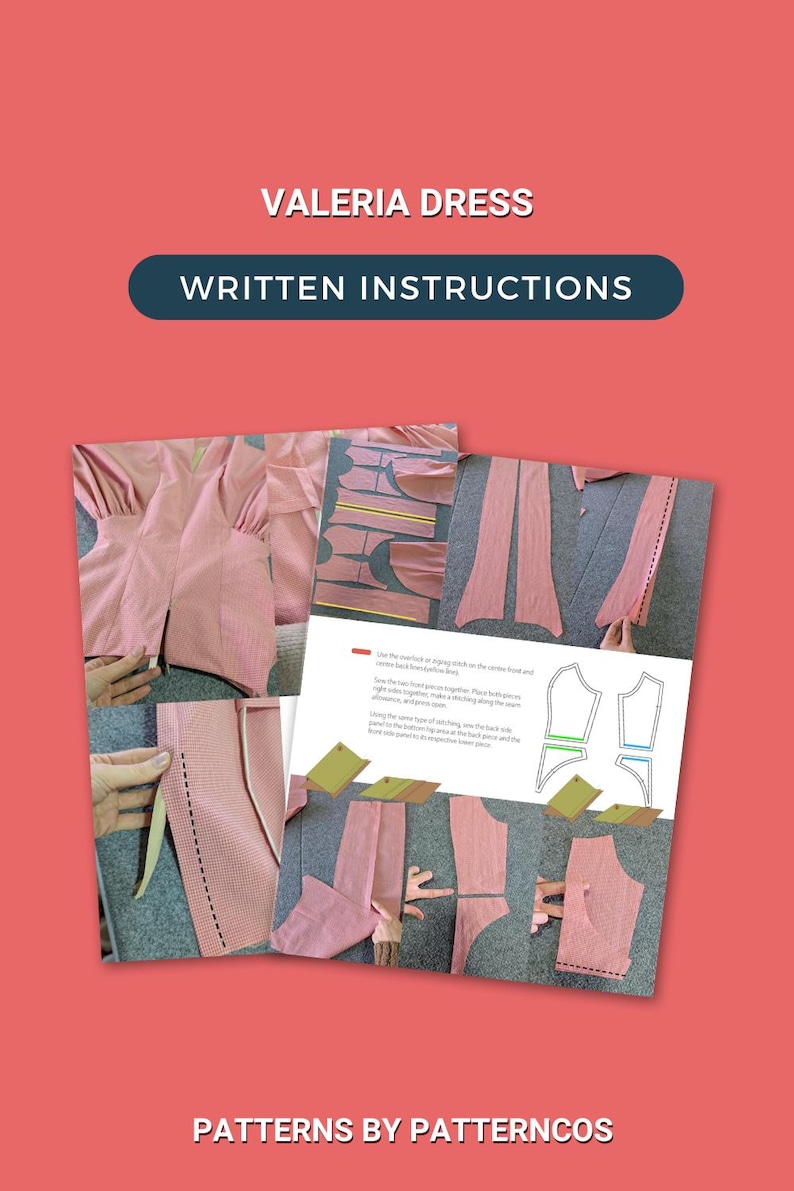 Side Gathered Dress Sewing Pattern | Paneled Dress Pattern | Round Neck ...