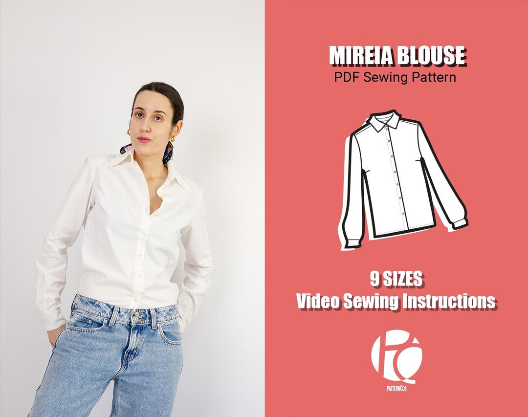 Buttoned Shirt Sewing Pattern | Basic Blouse Pattern for Women ...