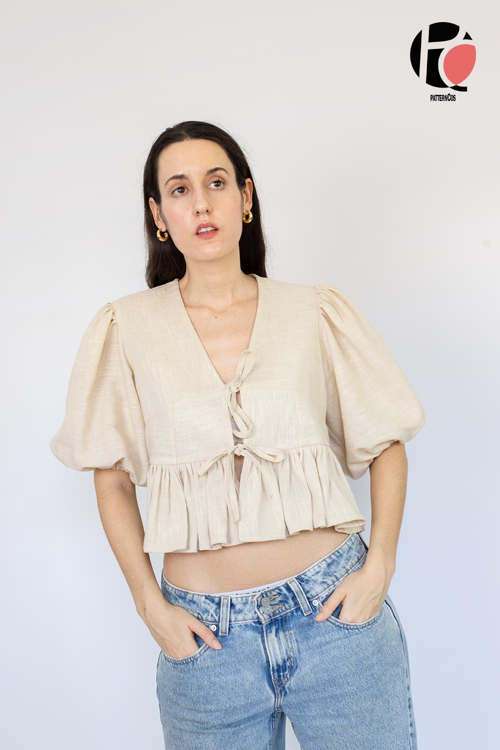 Front Tie Blouse Sewing Pattern | Loose Fit Blouse Pattern for Summer ...