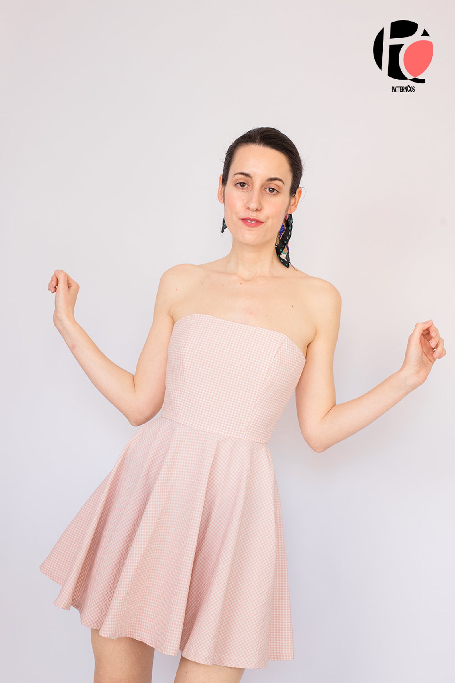 Cocktail Strapless Neckline Dress Sewing Pattern Easy Mini Dress ...