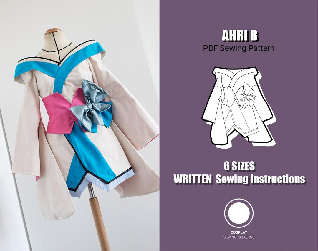 Ahri Inspired Sewing Pattern | Fox Girl Pattern | Cute Kimono Pattern ...