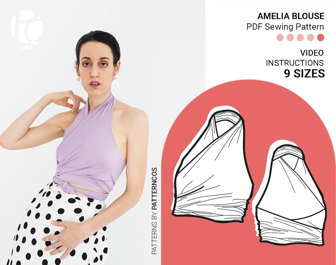 Easy Halter Top Sewing Pattern | Elastic Wrap Top Pattern for Women ...