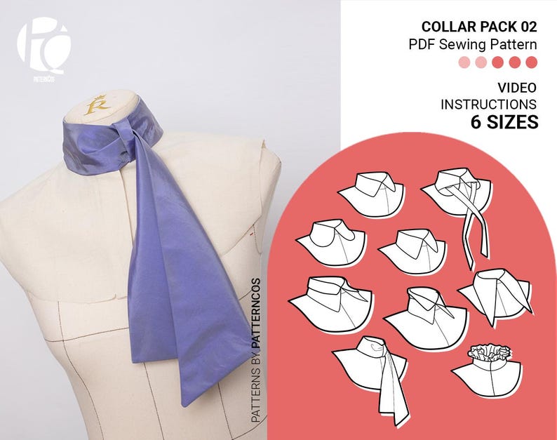 Collar Pack 02 Sewing Pattern | Shirt Buttoned Collar Patterns for ...