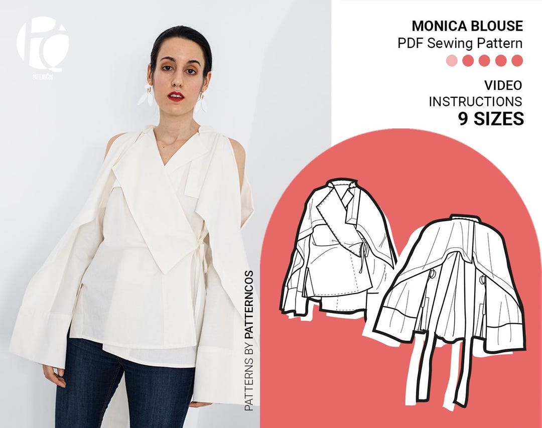 Japanese Style Blouse Sewing Pattern | Kimono Inspired Shirt Pattern ...