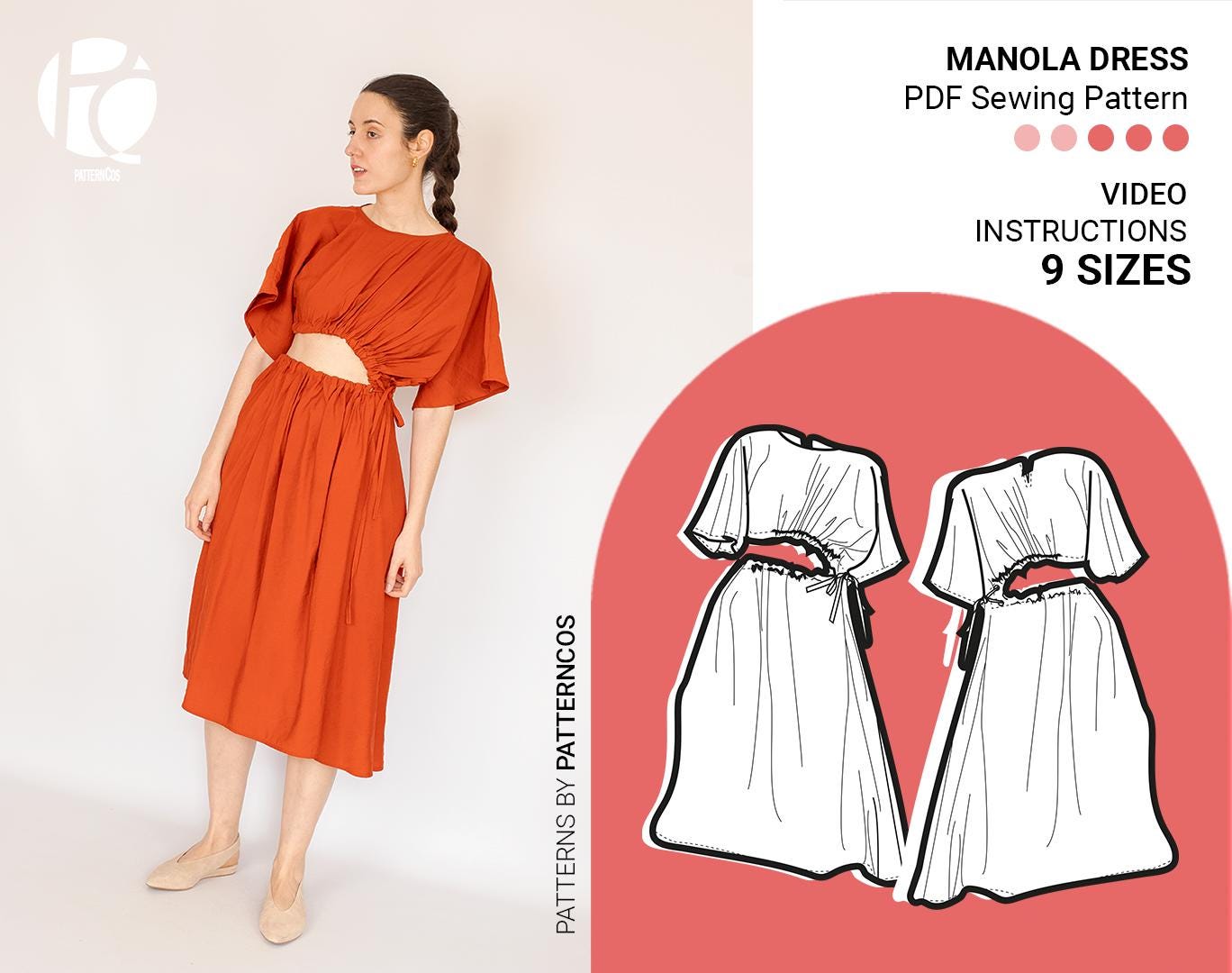 Midi Dress Sewing Pattern | Lace up Summer Dress Pattern | Cozy ...