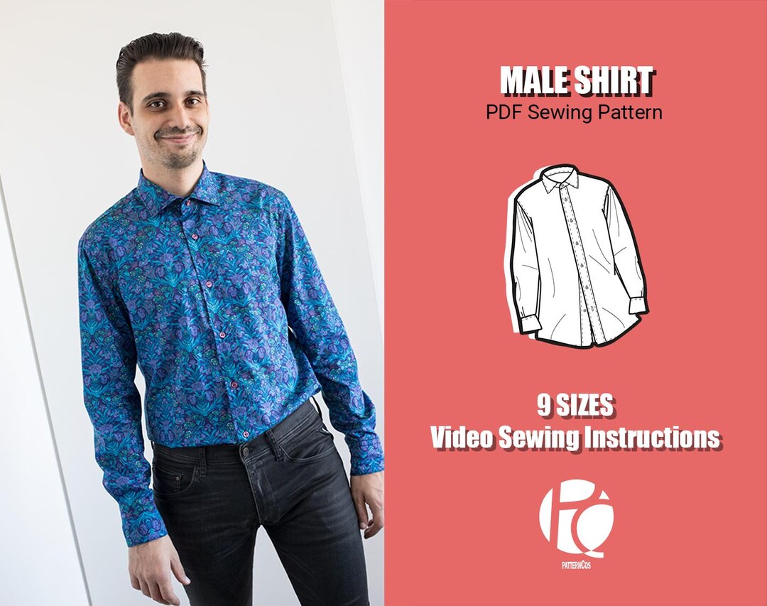 Customed Fit Male Shirt Sewing Pattern | Classic Buttoned Shirt Pattern ...