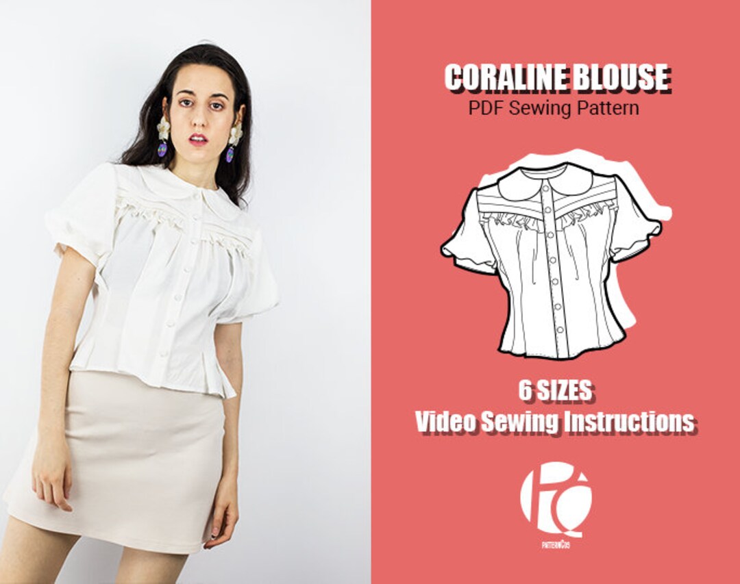 Patrón de costura blusa romántica / Lindo patrón de camisa de ...