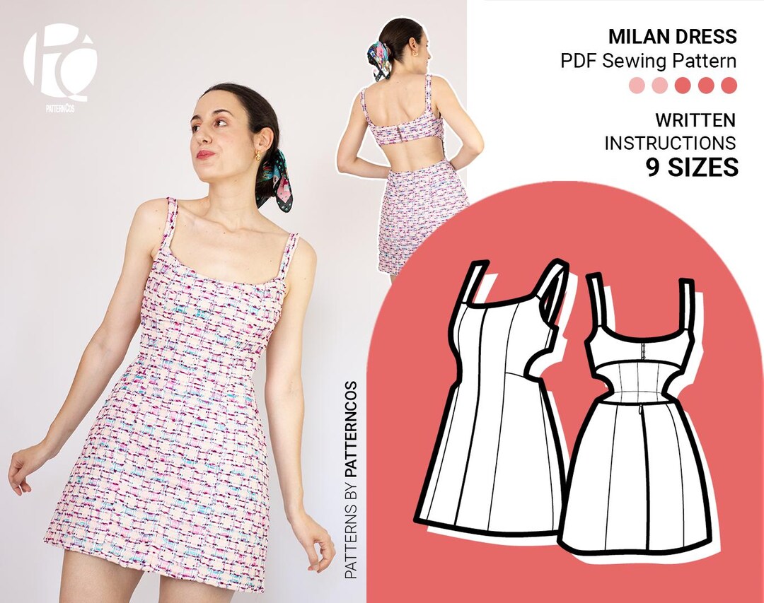 Backless Mini Dress Sewing Pattern | A-line Strap Dress (PDF Pattern ...