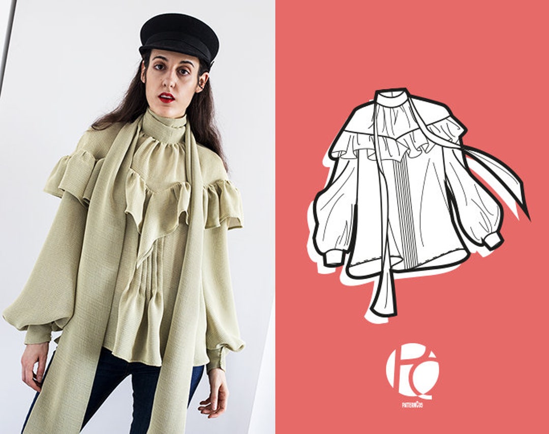Loose-fit Blouse Sewing Pattern With Puffy Sleeves Romantic Blouse ...