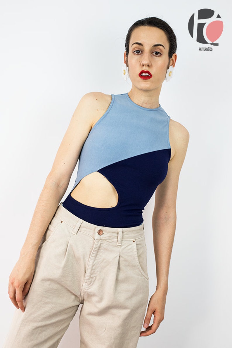 Elastic Body Sewing Pattern | Stretch Bicolor Top Pattern | Skin Window ...