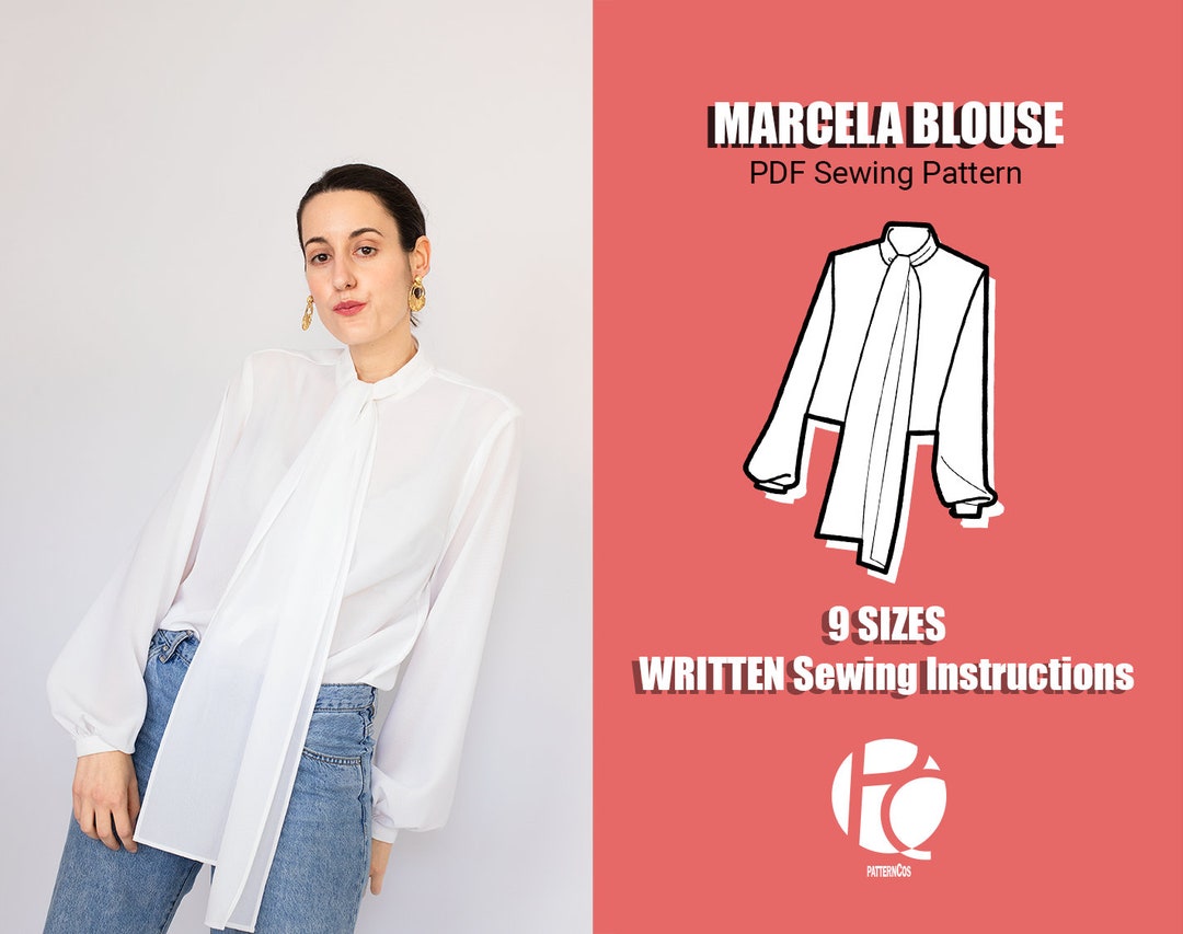 Basic Blouse Sewing Pattern | Elegant Buttoned Shirt Pattern | Tie ...