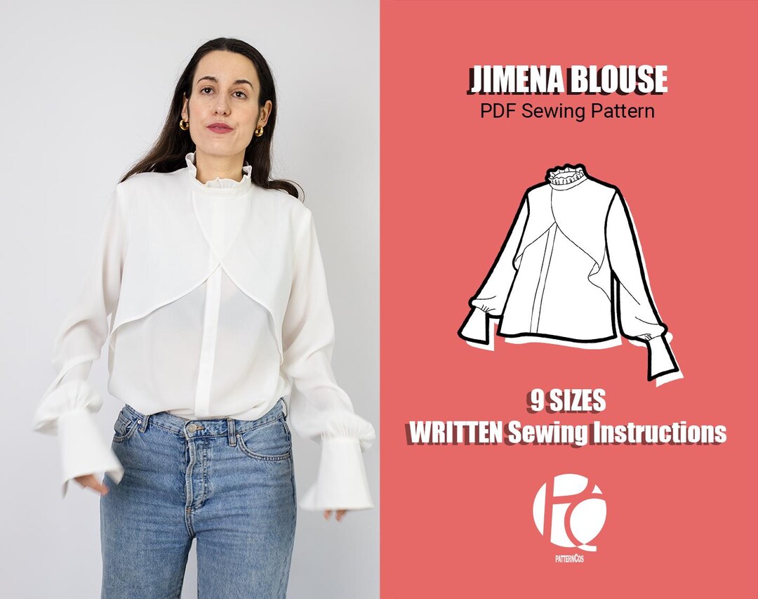 Elegant Blouse Sewing Pattern | Basic Buttoned Shirt Pattern | Flared ...