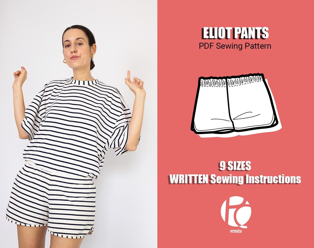 Basic Sport Shorts Sewing Pattern | Easy Elastic-waistband Trousers ...