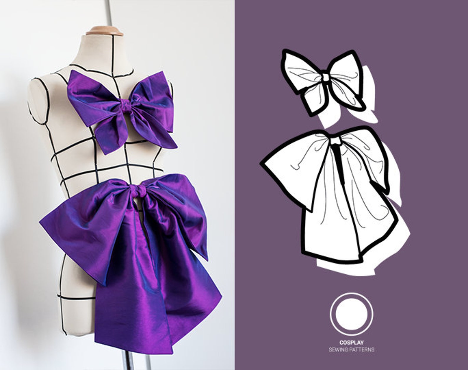Cute Bow Pattern for Cosplay 2 Different Bows - Etsy