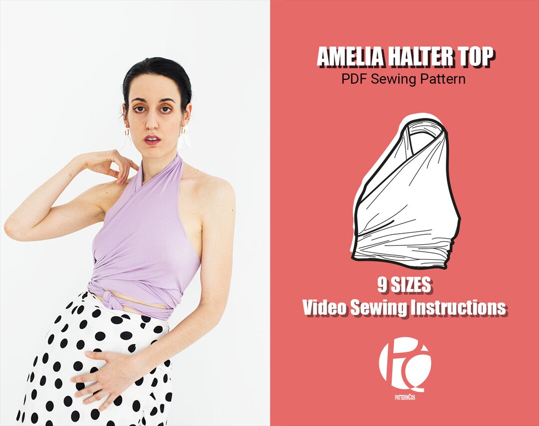 Easy Halter Top Sewing Pattern | Elastic Wrap Top Pattern for Women ...
