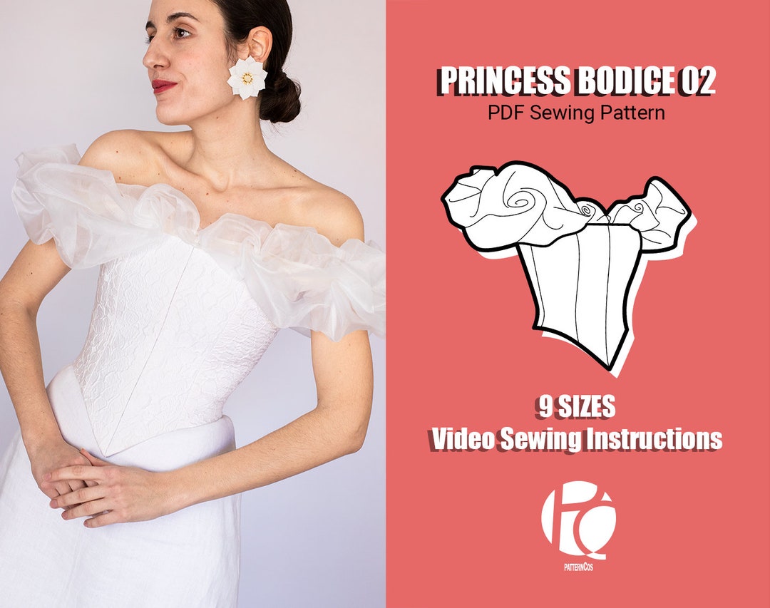 Princess Bodice 02 Sewing Pattern | Cocktail Bustier Pattern | Corset ...