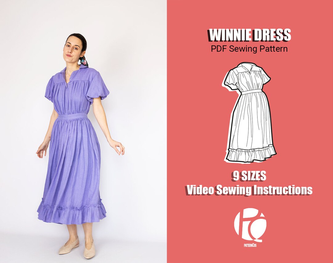 Flared Cottagecore Dress Sewing Pattern | Balloon Puffy Sleeve | Rural ...