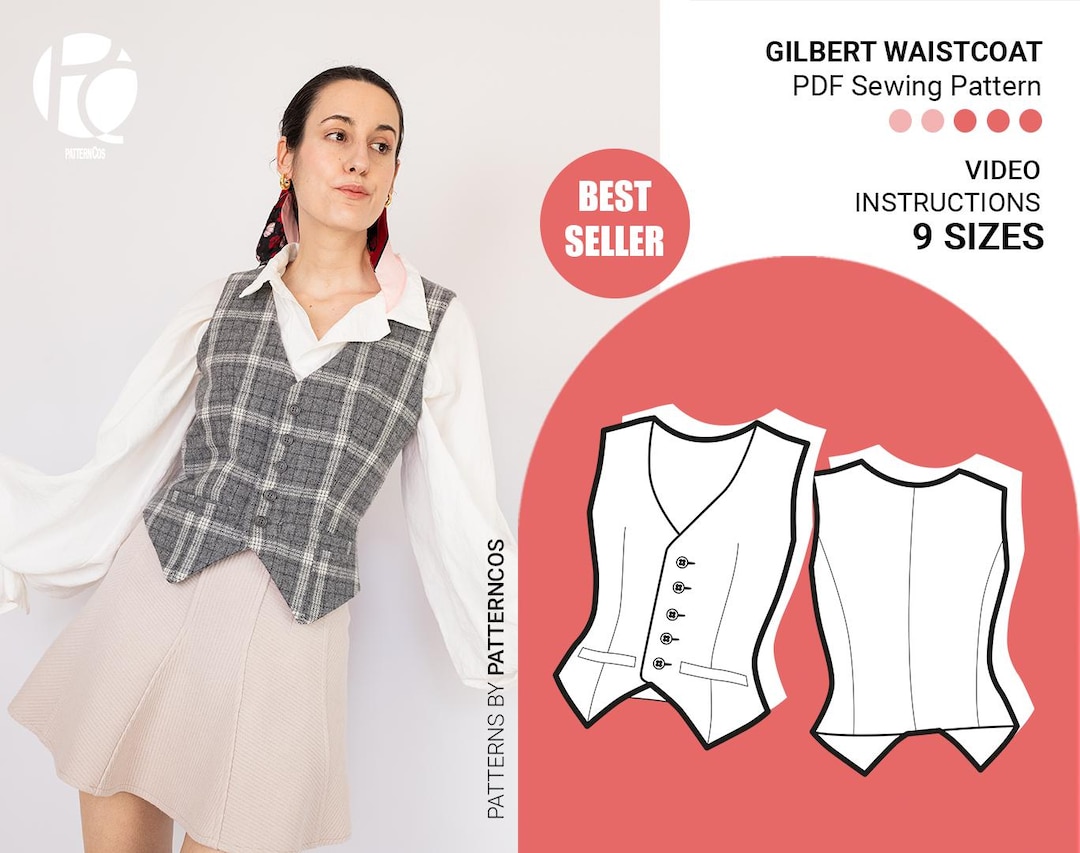 Gilbert V-neck Buttoned Waistcoat Sewing Pattern | Vest Pattern for ...