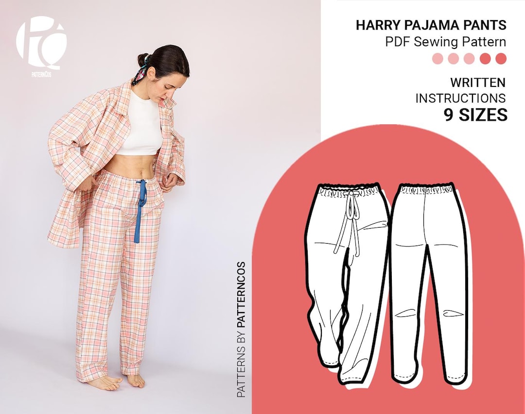 Basic Pajama Pants Sewing Pattern | Easy Pants With Pockets Pattern ...